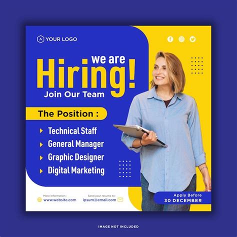 우리는 소셜 미디어 포스트 프로모션 프리미엄 벡터를 고용하고 있습니다 프리미엄 벡터