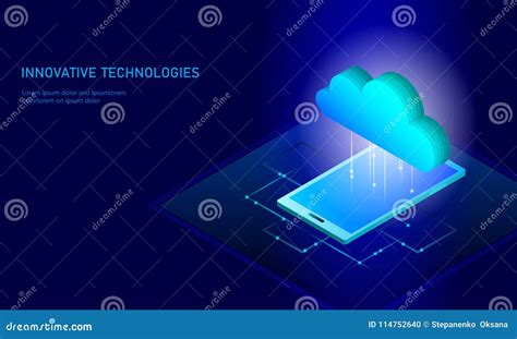 cloud computing online storage isometric smartphone big data
