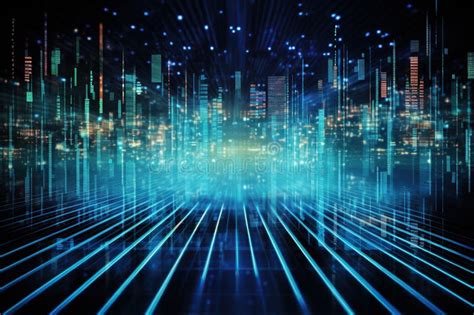 Futuristic Cityscape With Blue Digital Lights Generative Ai Stock Illustration Illustration