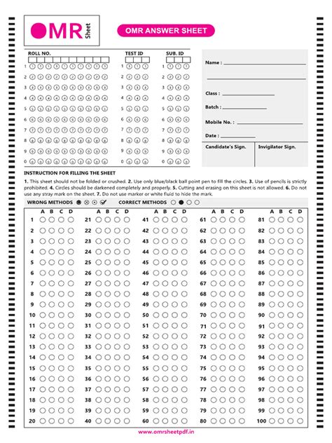 Omr Sheet 100 Questions For Practice Pdf