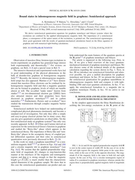 Pdf Bound States In Inhomogeneous Magnetic Field In Graphene
