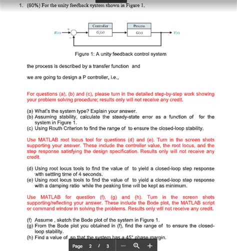 Solved For The Unity Feedback System Shown In Chegg