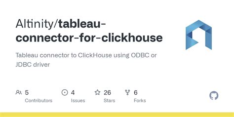 Github Altinitytableau Connector For Clickhouse Tableau Connector