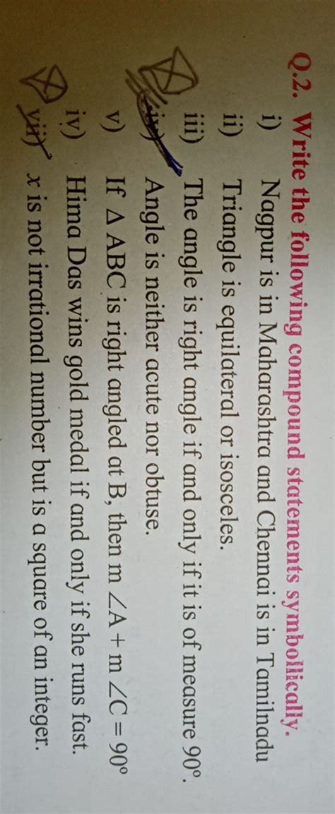 Q2 Write The Following Compound Statements Symbollically I Nagpur Is