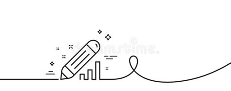 Edit Statistics Line Icon Pencil Chart Sign Seo Management Continuous Line With Curl Vector