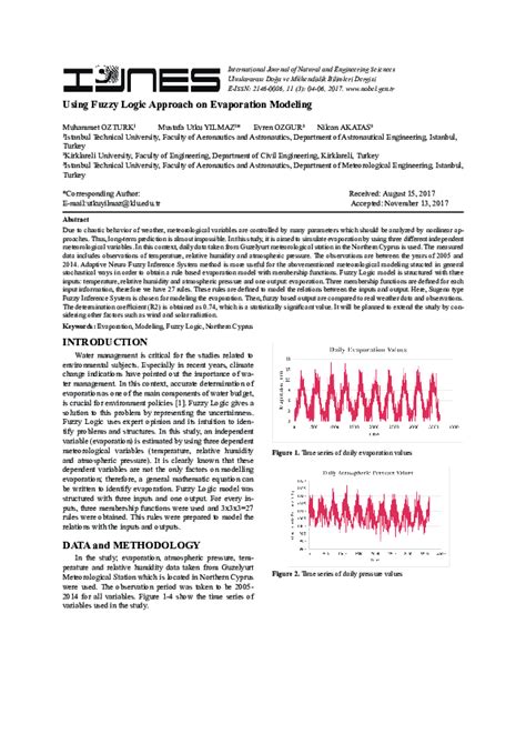 Pdf Using Fuzzy Logic Approach On Evaporation Modeling
