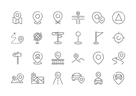 Premium Vector Collection Of Simple Map Pin Thin Line Icons Editable