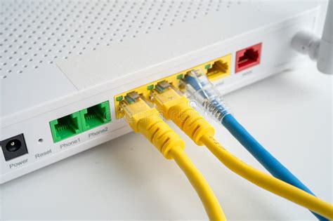 Ethernet Cable With Wireless Router Connect To Internet Service Provider Internet Network Stock