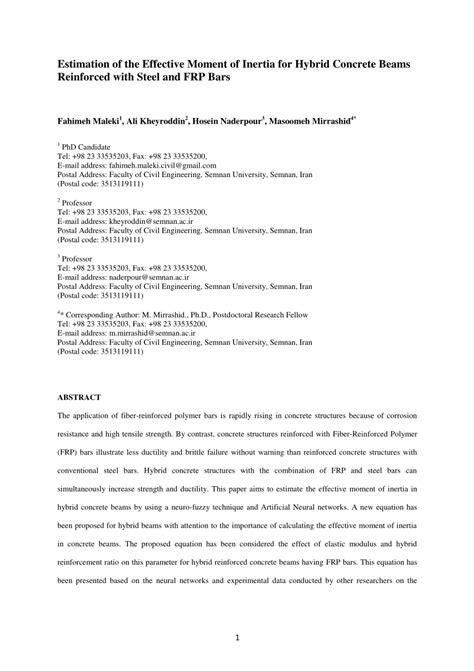 Pdf Estimation Of The Effective Moment Of Inertia For Hybrid Concrete