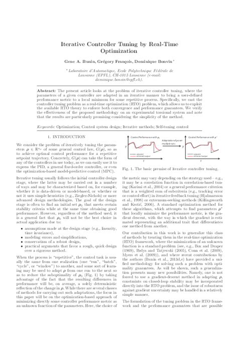 Pdf Iterative Controller Tuning By Real Time Optimization
