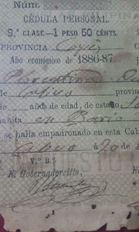 1886 Cedula Antique Philippines Rare Vintage Filipiniana 19th C Memorabilia Ephemera Hobbies
