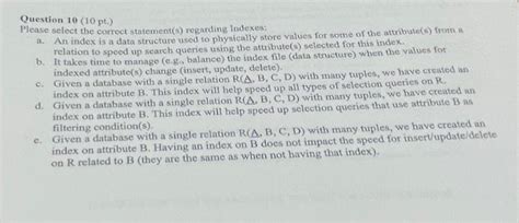 solved question 10 10 pt please select the correct