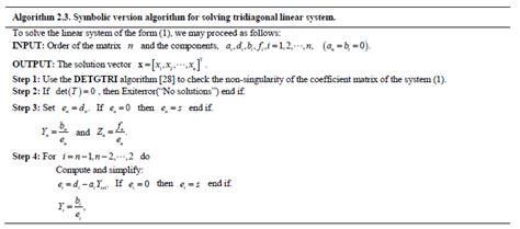 Algorithms For Solving Linear Systems Of Equations Of Tridiagonal Type