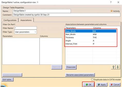 CATIA Knowledgeware How To Link Parameters With Existing Design Table IME Wiki