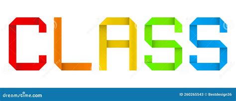 Vector Paper Origami Font Forming The Word Class Isolated On White