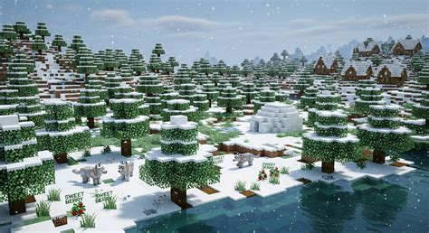 Minecraft Snowy Taiga Biome Frozen Forests And Wolves