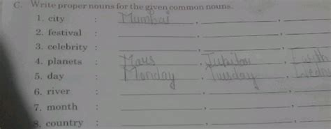 C Write Proper Nouns For The Given Common StudyX