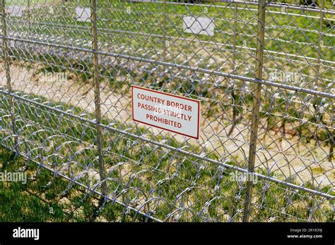 Boundary Fence Between Two Countries Illegal Refugees Migrations Preservation Borderland
