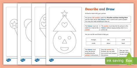 Describe And Draw Activity Sheet Teacher Made Twinkl