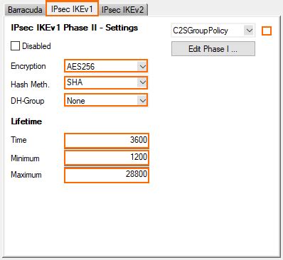Example Client To Site IKEv1 IPsec VPN With PSK Barracuda Campus