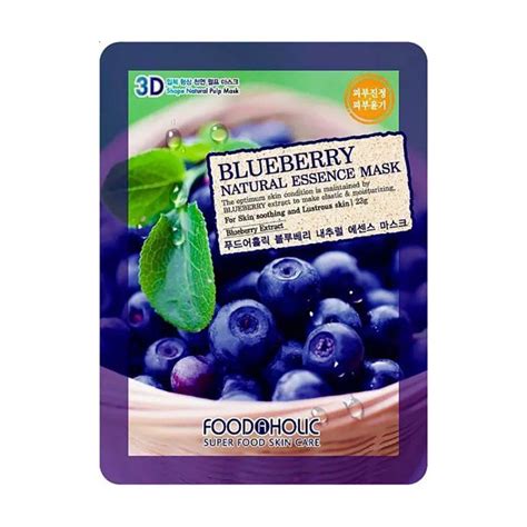 Тканинна 3d маска для обличчя Food A Holic Natural Essence Mask Blueberry з екстрактом чорниці