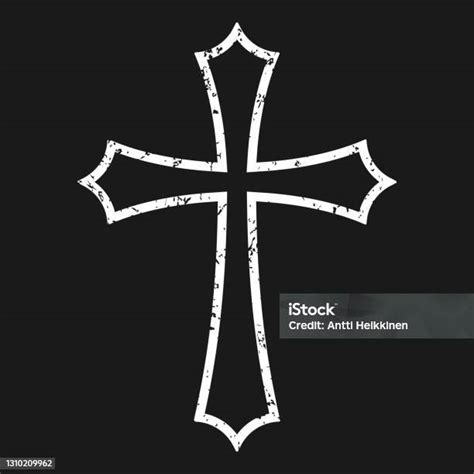 그런지 텍스처와 벡터 모양 기호를 교차합니다 기독교 표지판 기독교 종교 아이콘 가톨릭과 개신교 신앙 로고 또는 이미지 투토닉 성전사 라벨 고딕 십자군 십자가 공포 무서움에