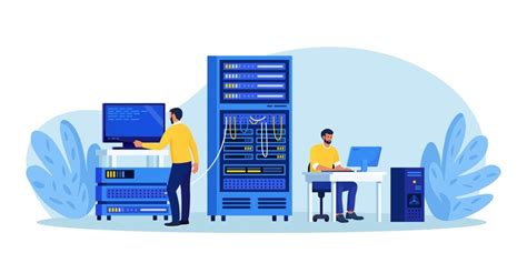 Premium Vector System Administrator Upkeeping Server Adjusting