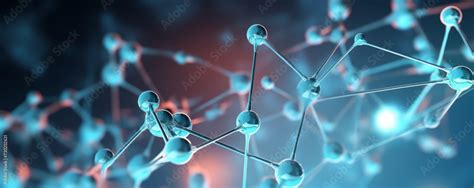 Molecule Structure Under Blue Light Abstract Hexagonal Molecular