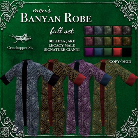 Second Life Marketplace Grasshopper St Mens Banyan Robe Full Set