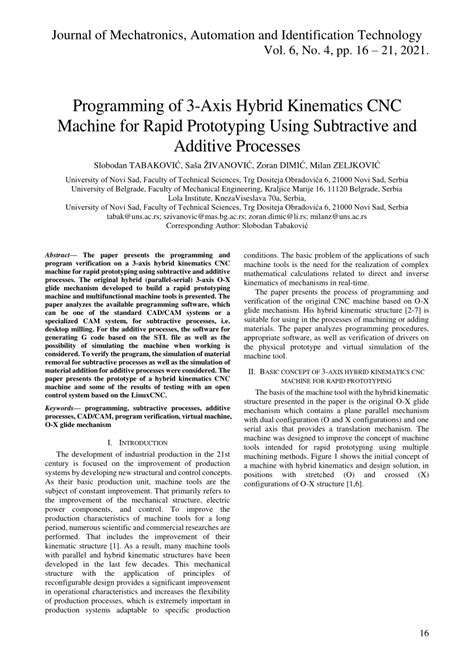 Pdf Programming Of 3 Axis Hybrid Kinematics Cnc Machine For Rapid Prototyping Using