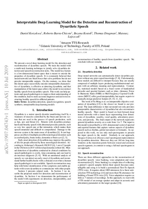 Pdf Interpretable Deep Learning Model For The Detection And Reconstruction Of Dysarthric Speech