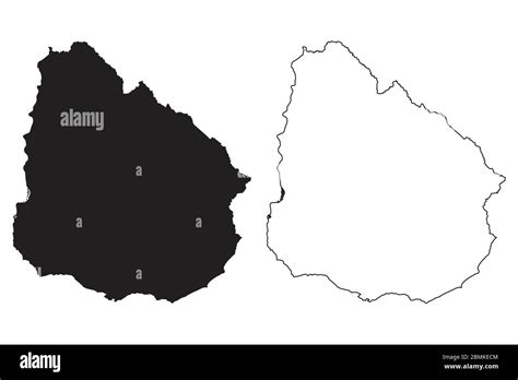 Uruguay Country Map Black Silhouette And Outline Isolated On White