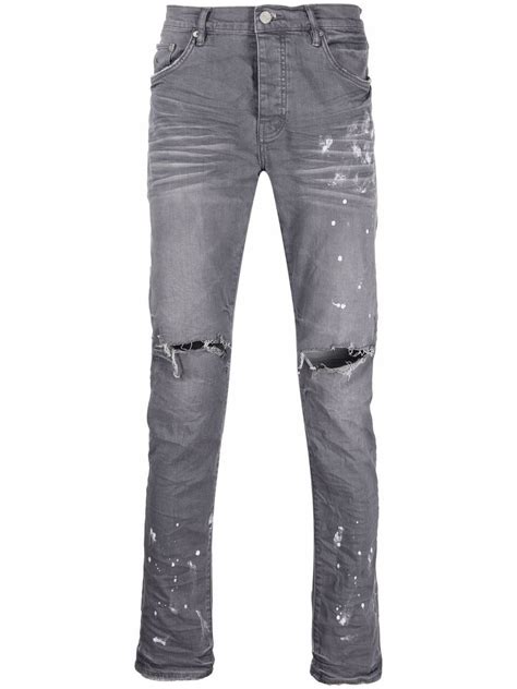 Purple Brand Distressed Effect Ripped Jeans Blue Jeans Outfit Men