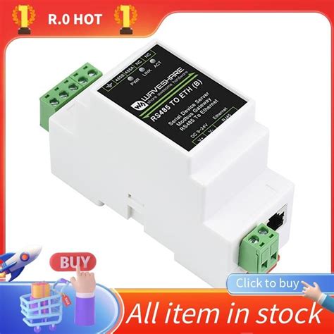 Waveshare Rs485 Serial Port Server Rs485 To Rj45 Ethernet Tcpip To Serial Port Module Rail Type