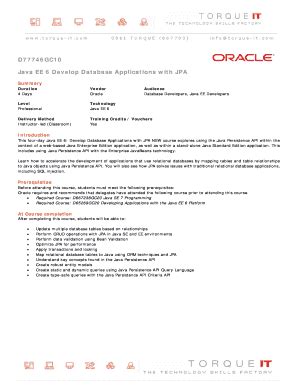 Fillable Online D77746GC10 Java EE 6 Develop Database Applications With
