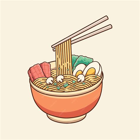 Premium Vector Hand Drawn Cute Ramen Noodle Illustration Design Vector
