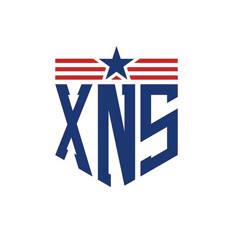 Premium Vector Patriotic Xns Logo With Star And American Flag Straps Letter Xns Logo With Usa Flag