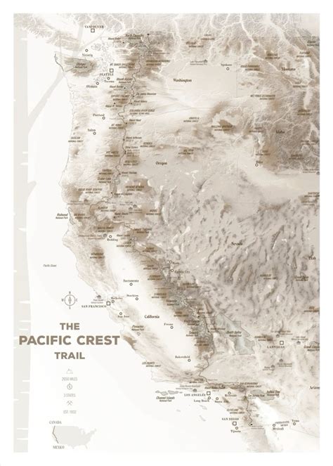 Pacific Crest Trail Wall Map Erik The Black S Hiking Maps Artofit