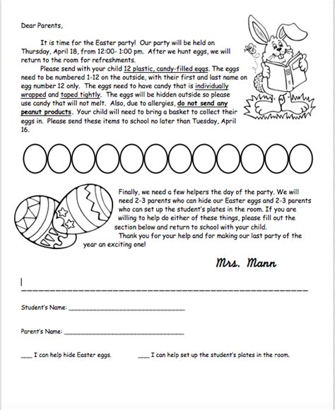 Easter Party Note Mrs Manns Second Grade Class