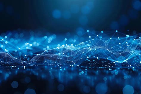 Depicting A Abstract Blue Background With Digital Connection Lines And Dots Technology