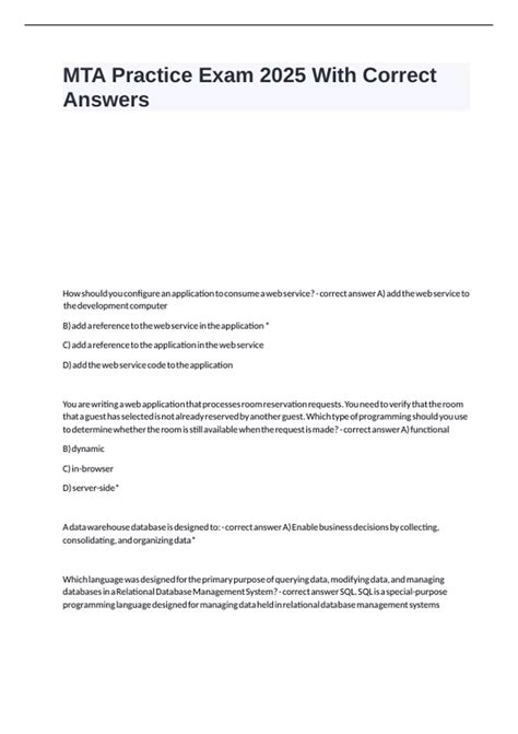 Mta Practice Exam 2025 With Correct Answers Mta Stuvia Us