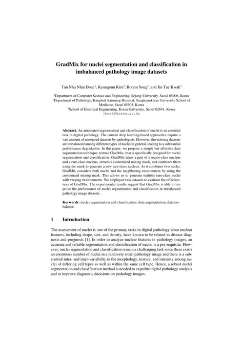 Pdf Gradmix For Nuclei Segmentation And Classification In Imbalanced