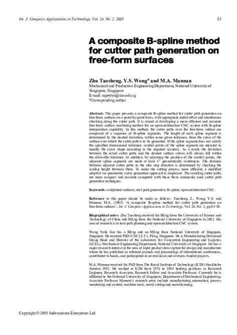 Pdf A Composite B Spline Method For Cutter Path Generation On Free Form Surfaces