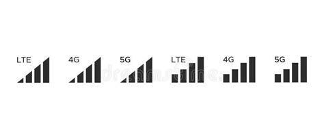 Signal Reception Network Coverage Area Vector Symbol LTE G G Technology Icons Set Stock