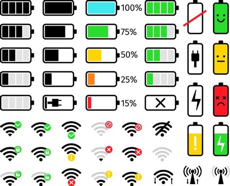Battery Icon Set With Colorful Charge Level Vector Image