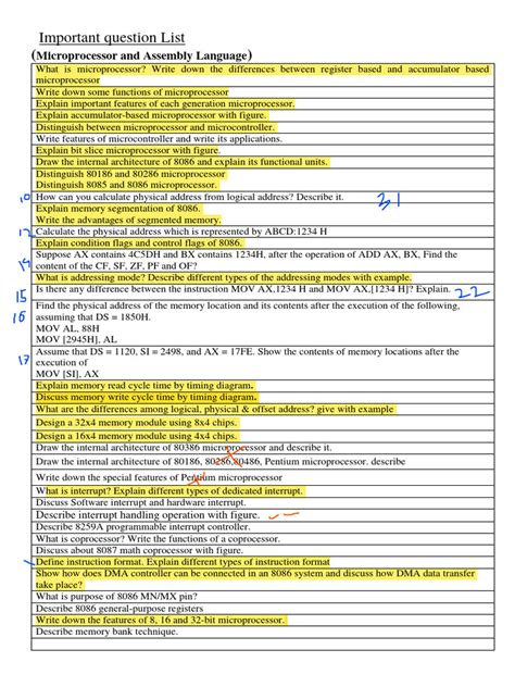Microprocessor Important Questions Download Free Pdf Assembly