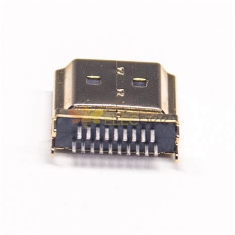 Hdmi Male Connector 19p Straight Edge Mount For Pcb