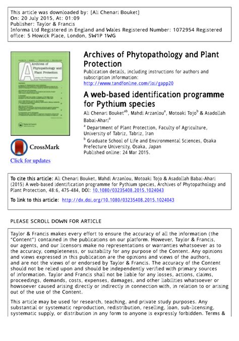 Pdf A Web Based Identification Programme For Pythium Species