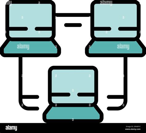 Workflow Network Icon Outline Vector Work Process Business Gear Color