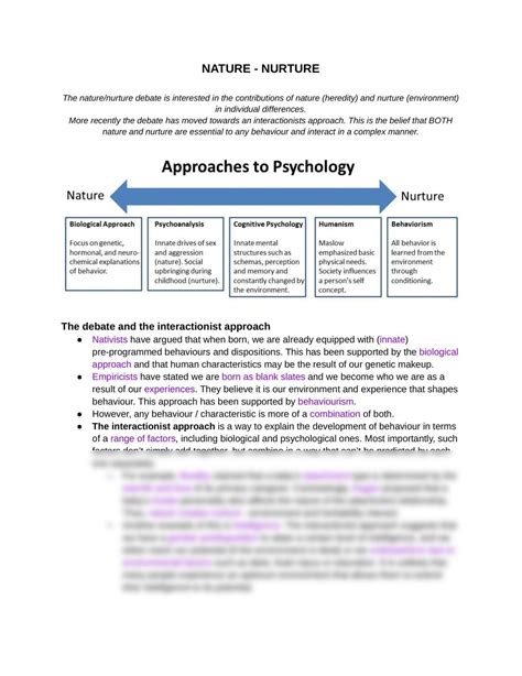 Issues And Debates Full Notes And Evaluation The Nature Nurture Debate Psychology A Level